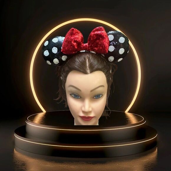 Disney | Accessories | Disney Red And Black Polka Dot Mouse Ears ...